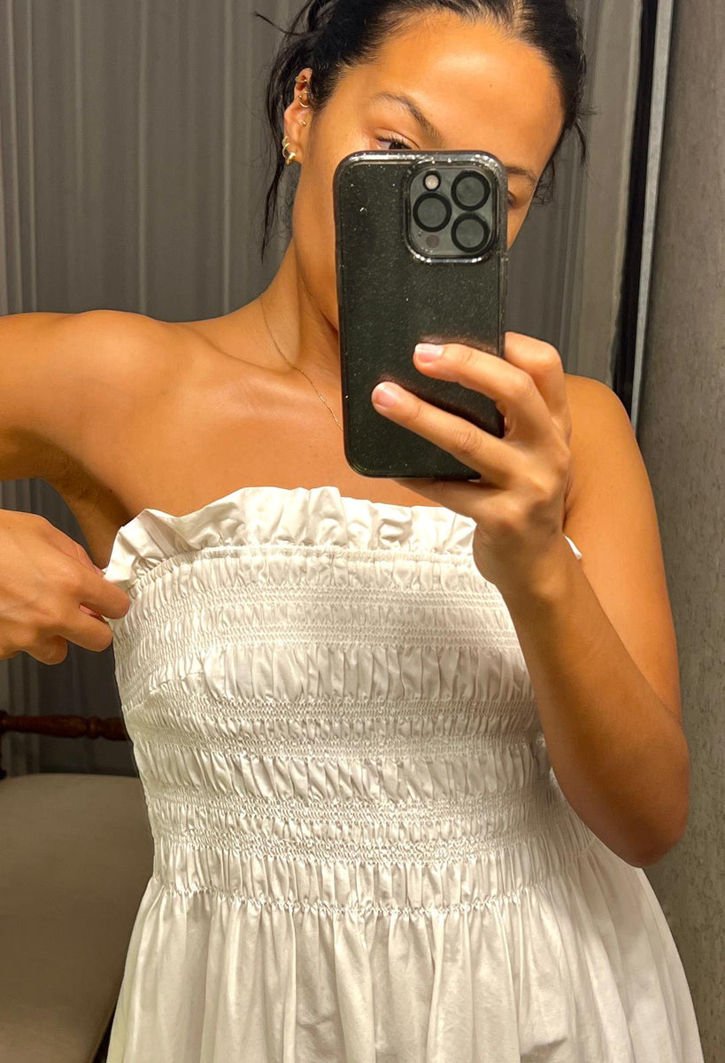 Pre-loved White Ruched Bust Dress – GrandDays