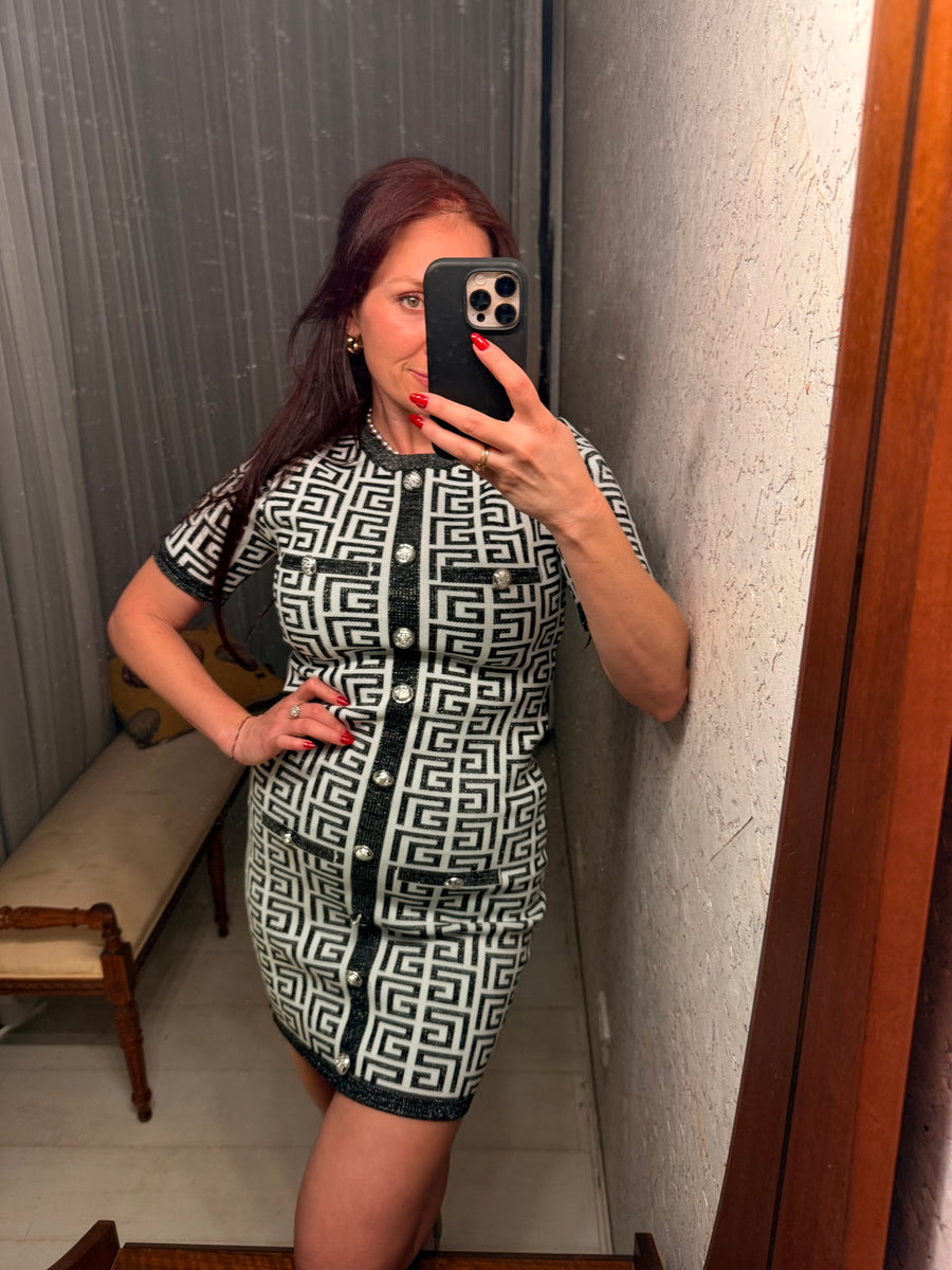 Pre-loved Metallic Knit Greek Keys Dress – GrandDays